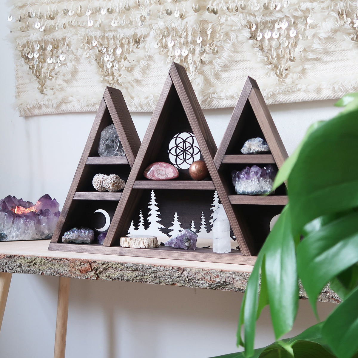 Coppermoon Mountain Crystal Shelf, Geometric Shelf, Triangle Shelf