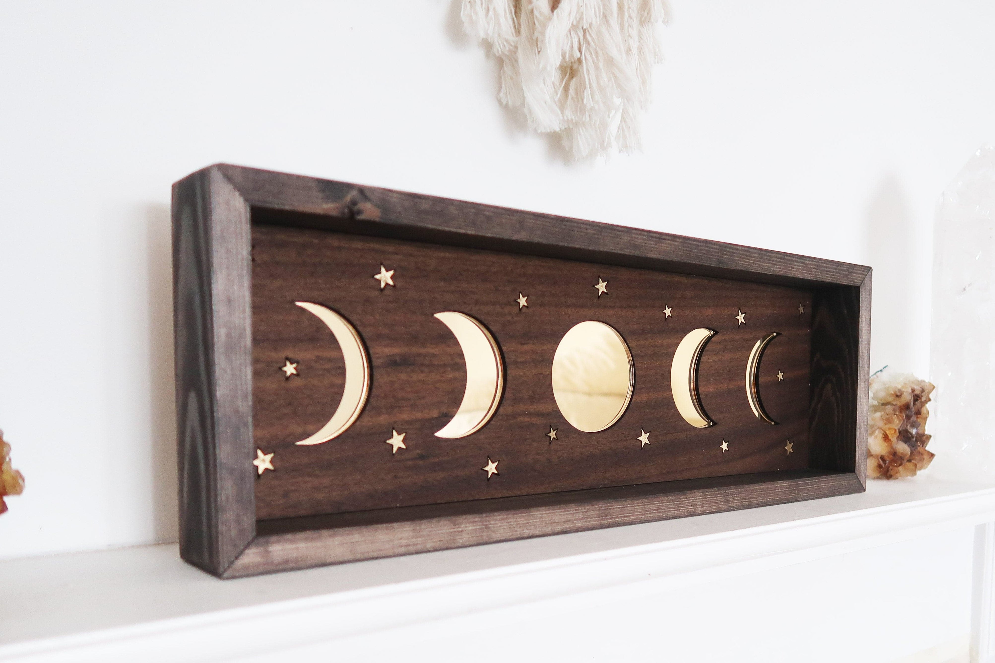 Mirror moonphase wooden altar art — Coppermoon