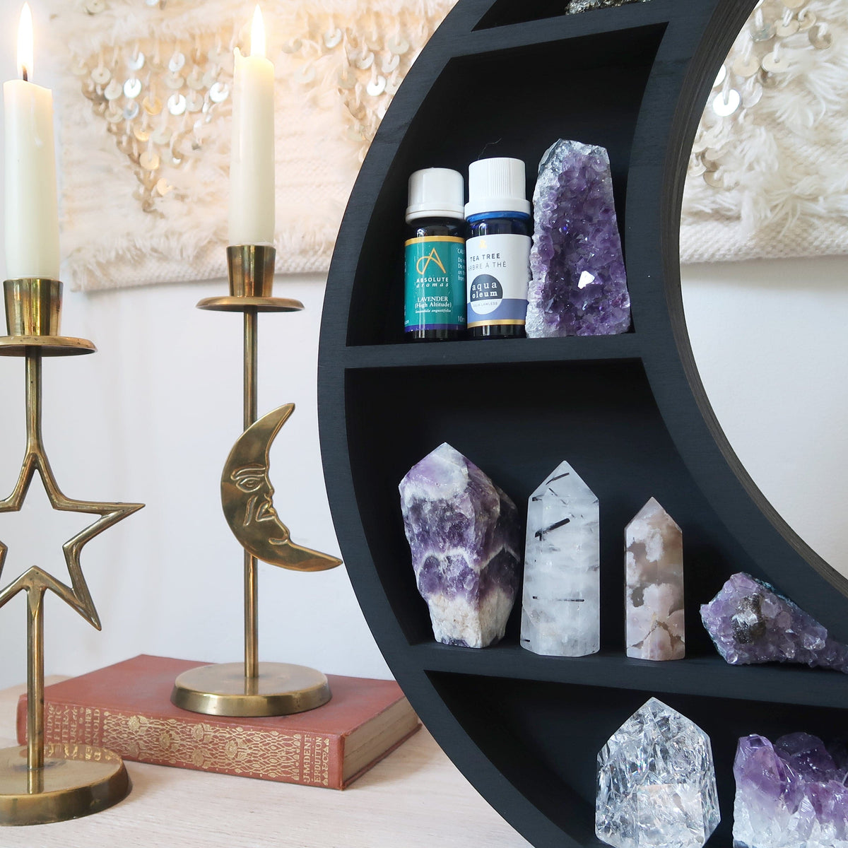 Coppermoon Small Moon Shelf, Geometric Shelf, Crystal Shelf