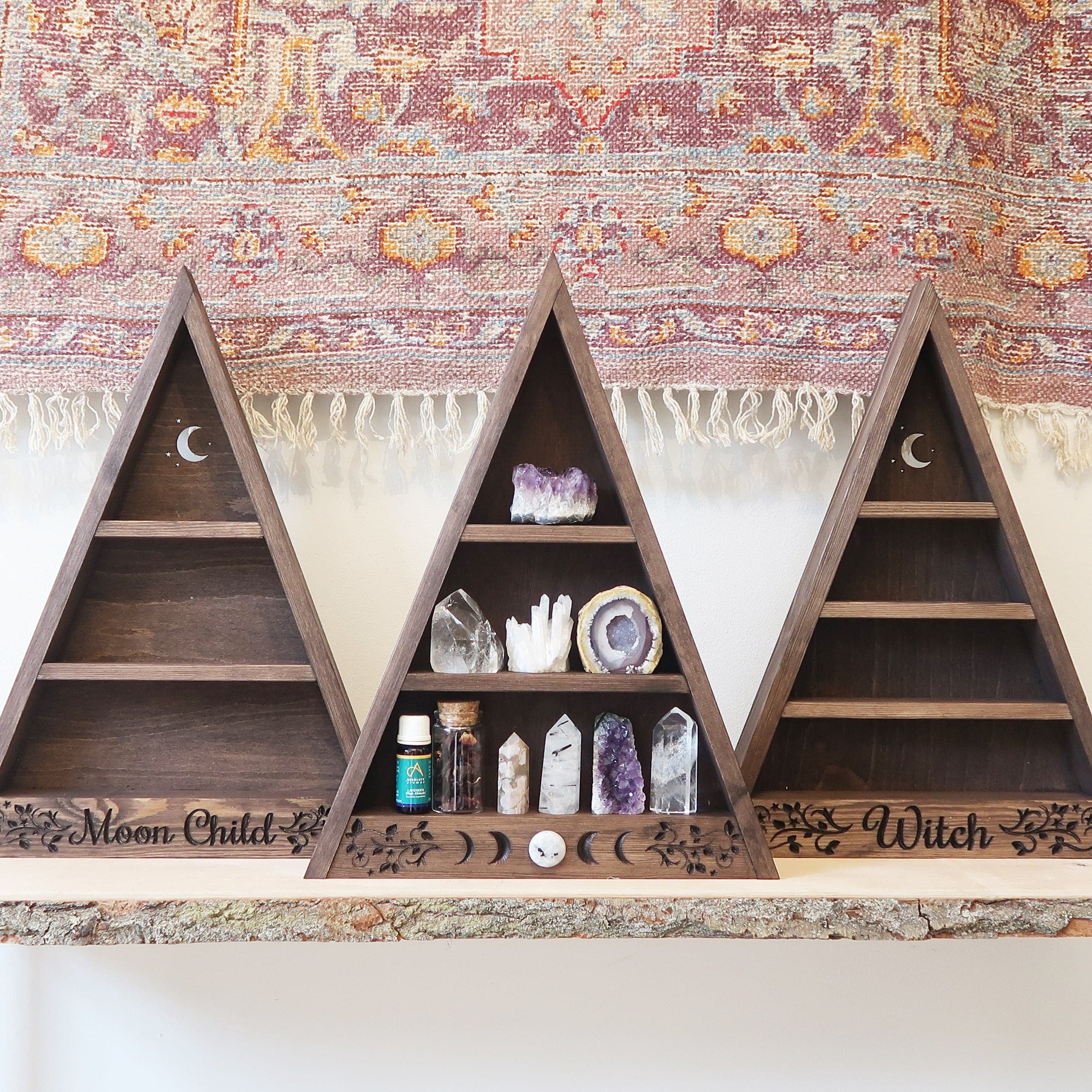 Moon Phase Engraved Triangle Shelf — Coppermoon