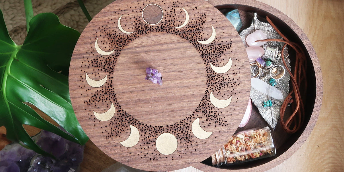 Moon Phase Wooden Storage Box — Coppermoon
