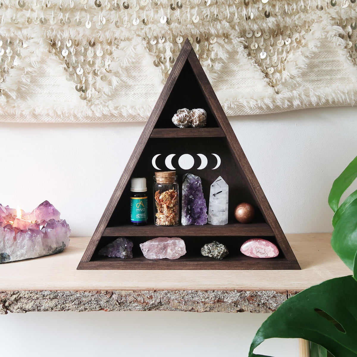 Moon Phase Geometric Crystal Shelf – Coppermoon