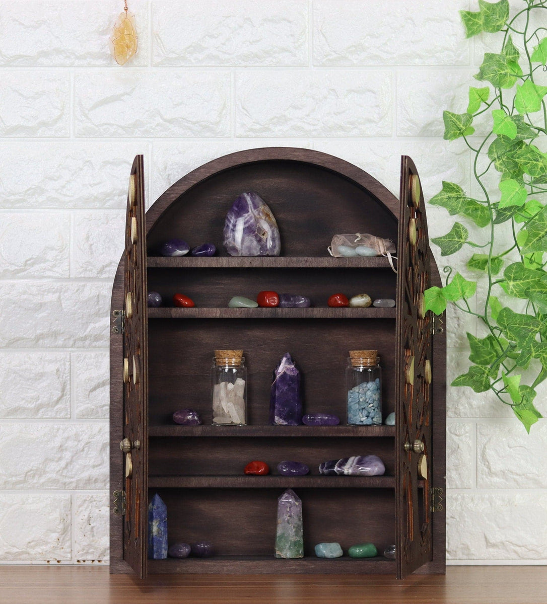 Coppermon Brown Botanical Arch Apothecary Cabinet, Crystal Shelf, Witc ...